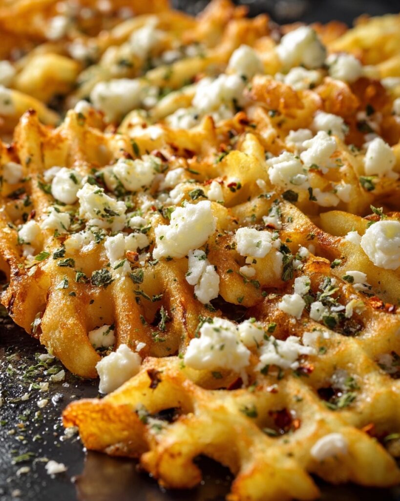 Greek Lemon Feta Fries: Flavorful Crispy Waffle Fries